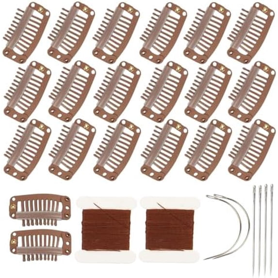 20 count Hair Extension Clips, 9 Stainless Clips for Wigs, Hair Bangs ...