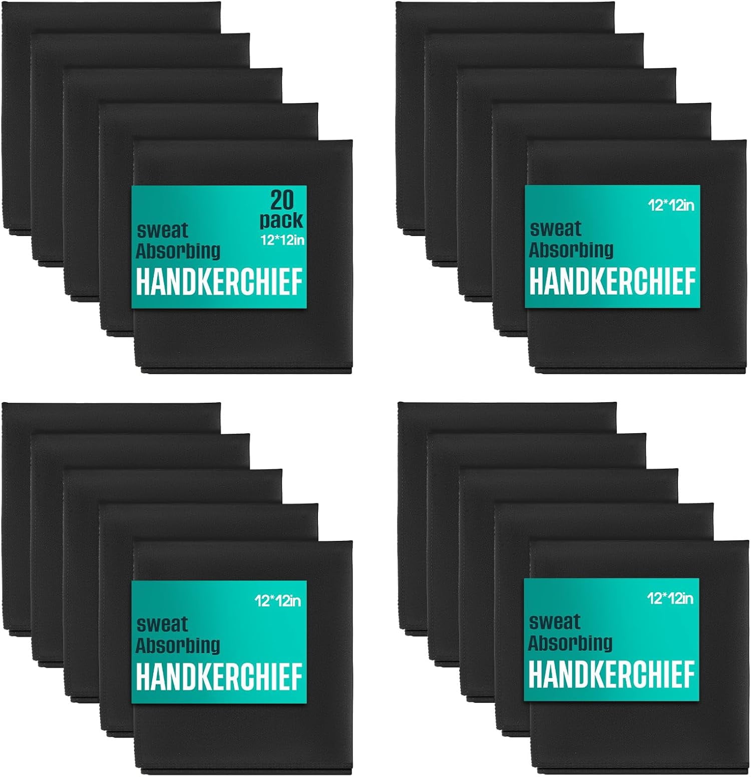 20 count Microfiber Absorbing Handkerchiefs 12 x 12 Inch Quick Dry ...