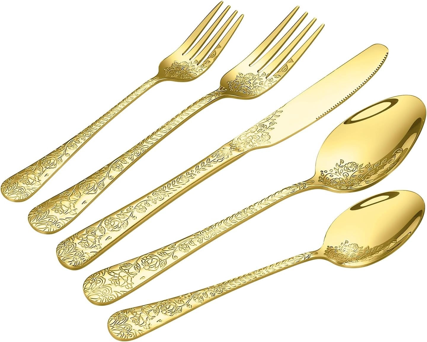 20 count Silverware Set for 4, Grade Stainless Steel Flatware Set ...
