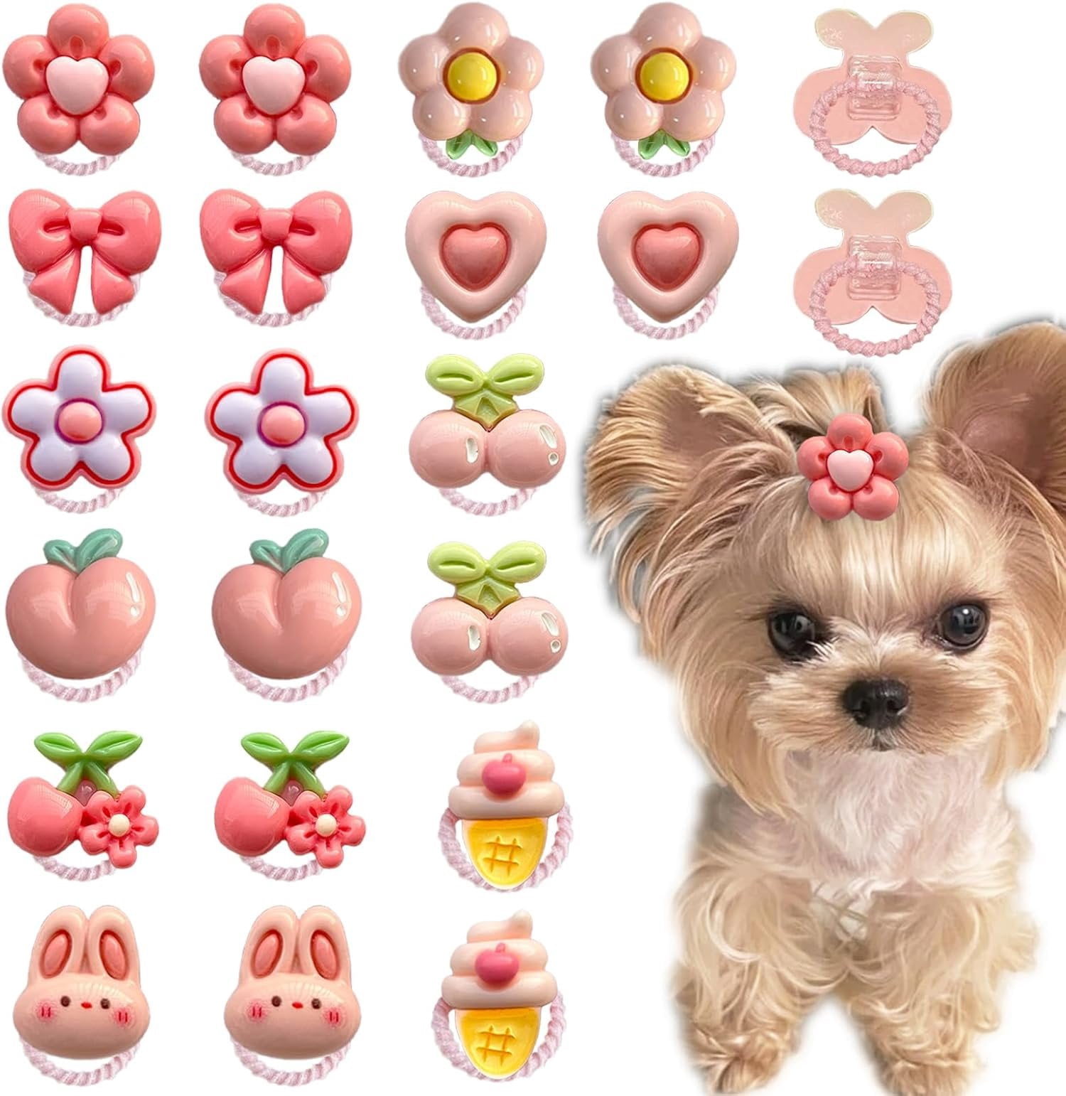 20 count Small Hair Bows with Rubber Bands Cute Puppy Bows Bowknot ...