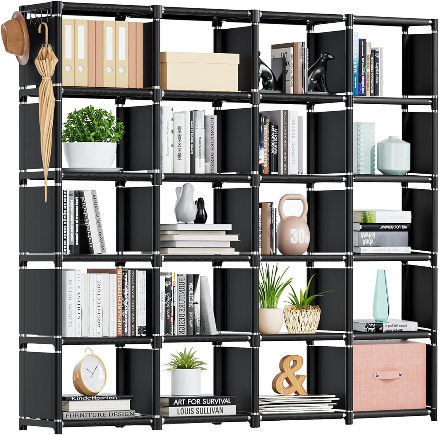 20 Cube Book Shelf, Storage Organizer, Large DIY Bookcase, Metal Cube ...