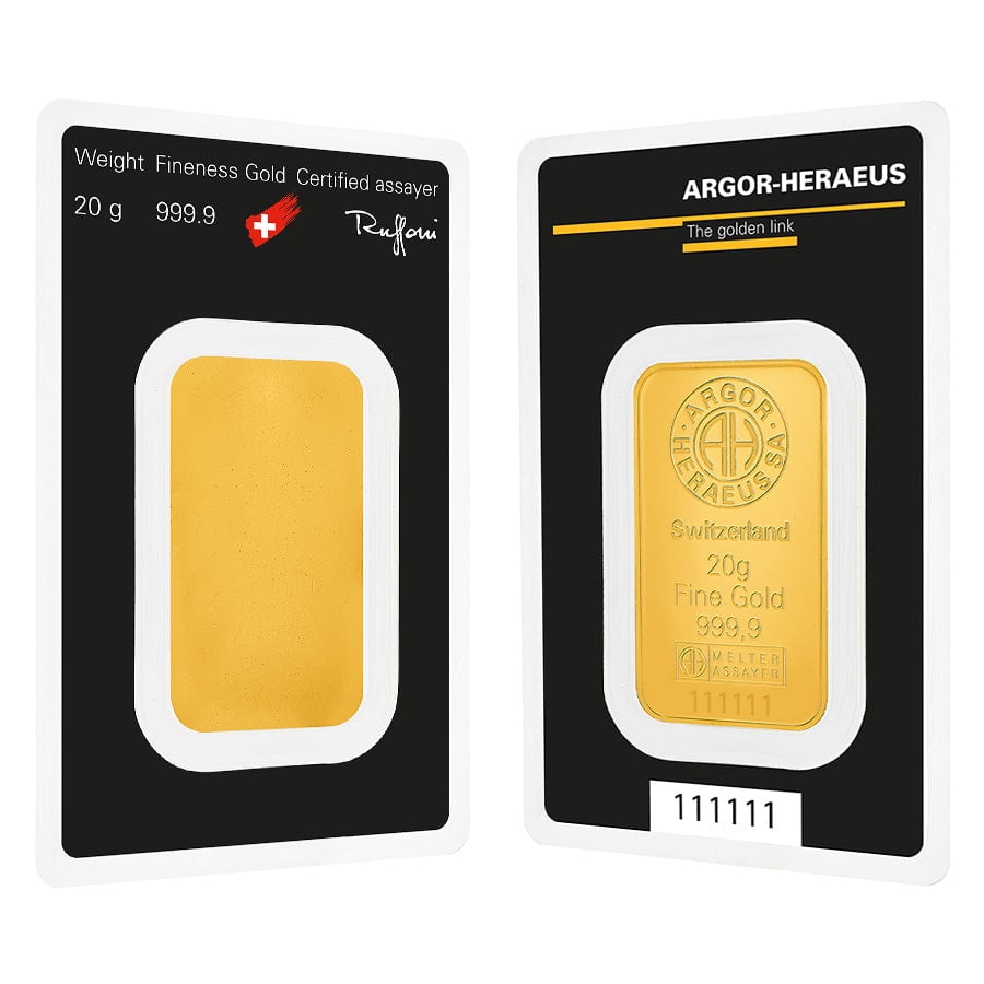 Argor Heraeus 20g Gold Bar .9999 Fine (In Assay) - Bullion - Walmart.com