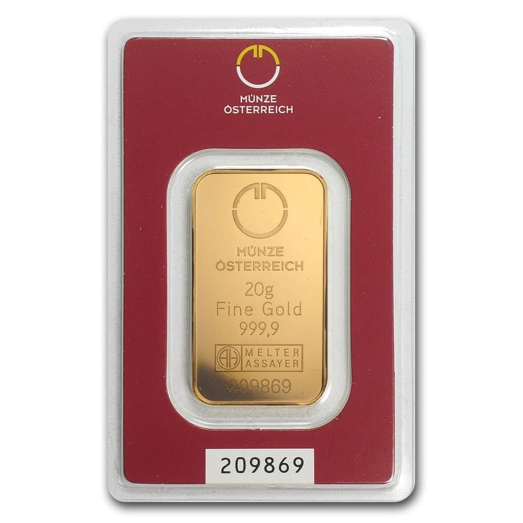 Austrian Mint 20g Gold Bar - .9999 Fine Gold in Sealed Tamper-Evident ...