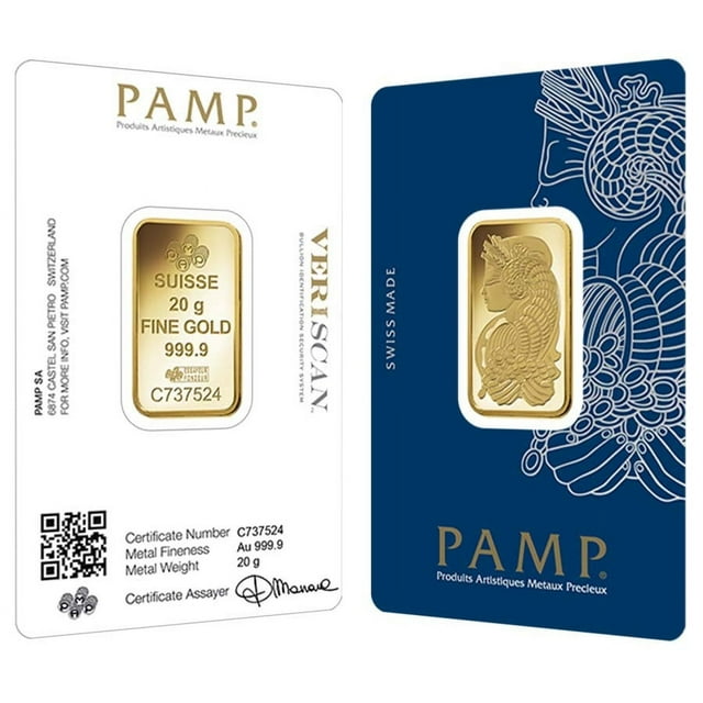 PAMP Suisse 20g Lady Fortuna Gold Bullion Bar Veriscan .9999 Fine (In Assay) - Walmart.com