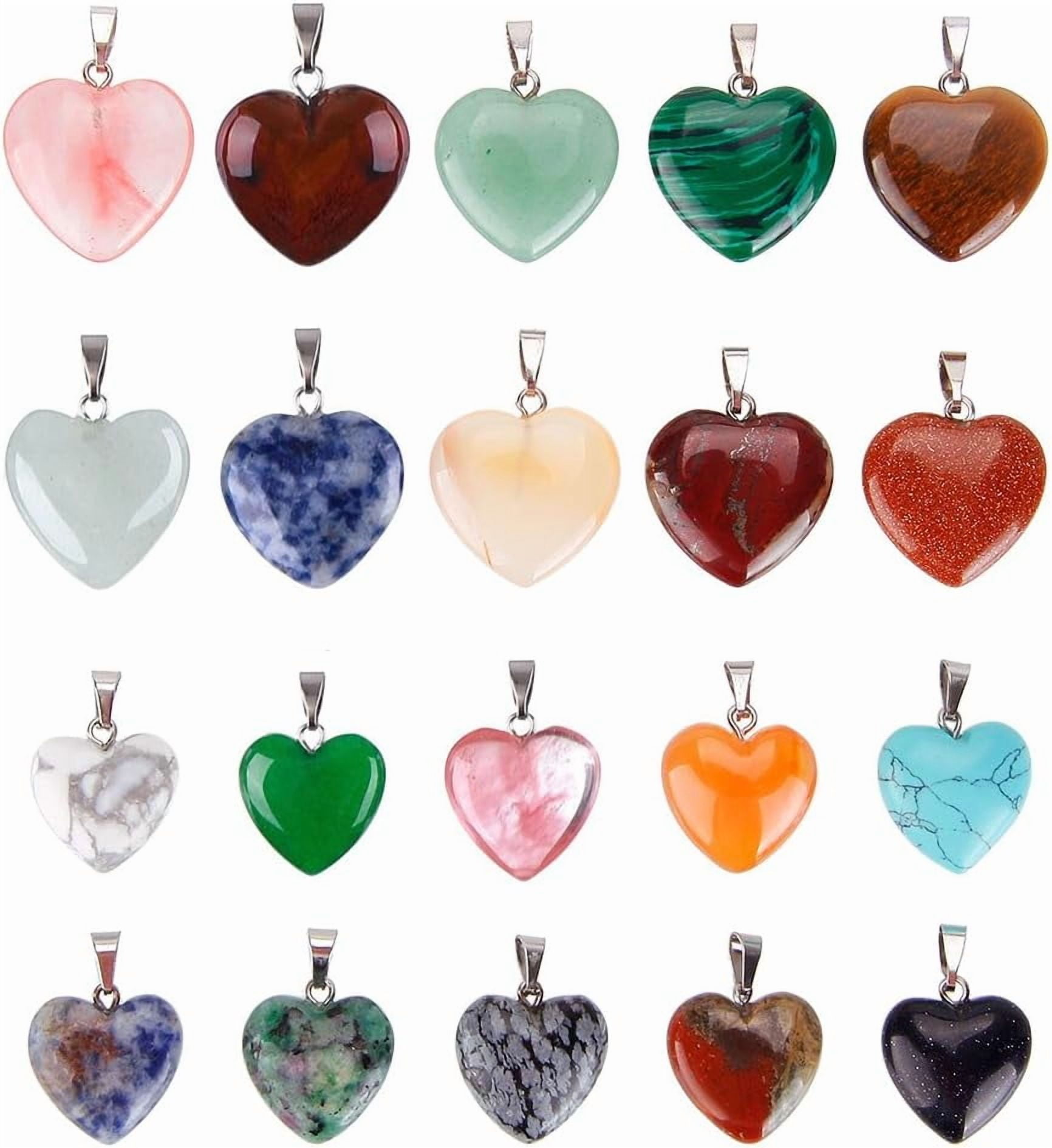 20 heart-shaped gemstone pendant crystal chakra beads, suitable for DIY ...