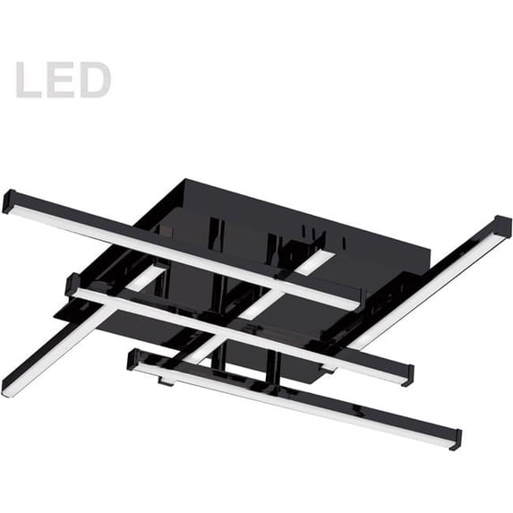 20 in. 20W Summit 6 Light LED Flush Mount, Matte Black with White ...