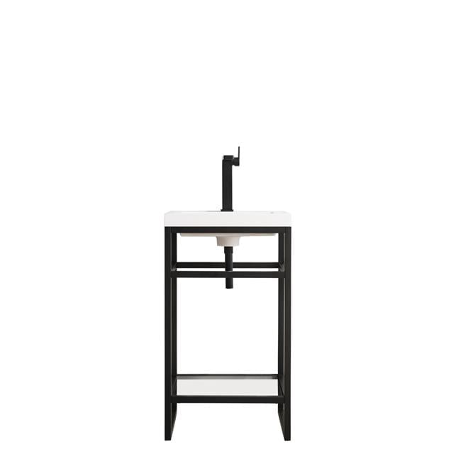 20 in. Boston Stainless Steel Sink Console with White Glossy Resin ...