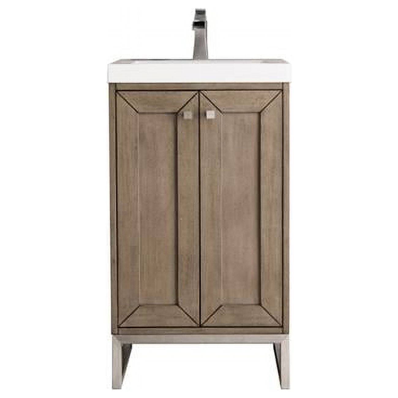 20 in. Chianti Single Vanity Cabinet - Whitewashed Walnut & Brushed ...