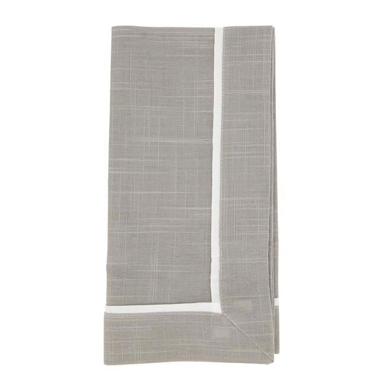 20 in. Classic Border Design Table Square Napkins, Grey - Set of 4 ...