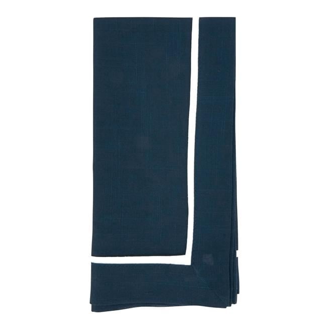 20 in. Classic Border Design Table Square Napkins, Navy Blue - Set of 4 ...