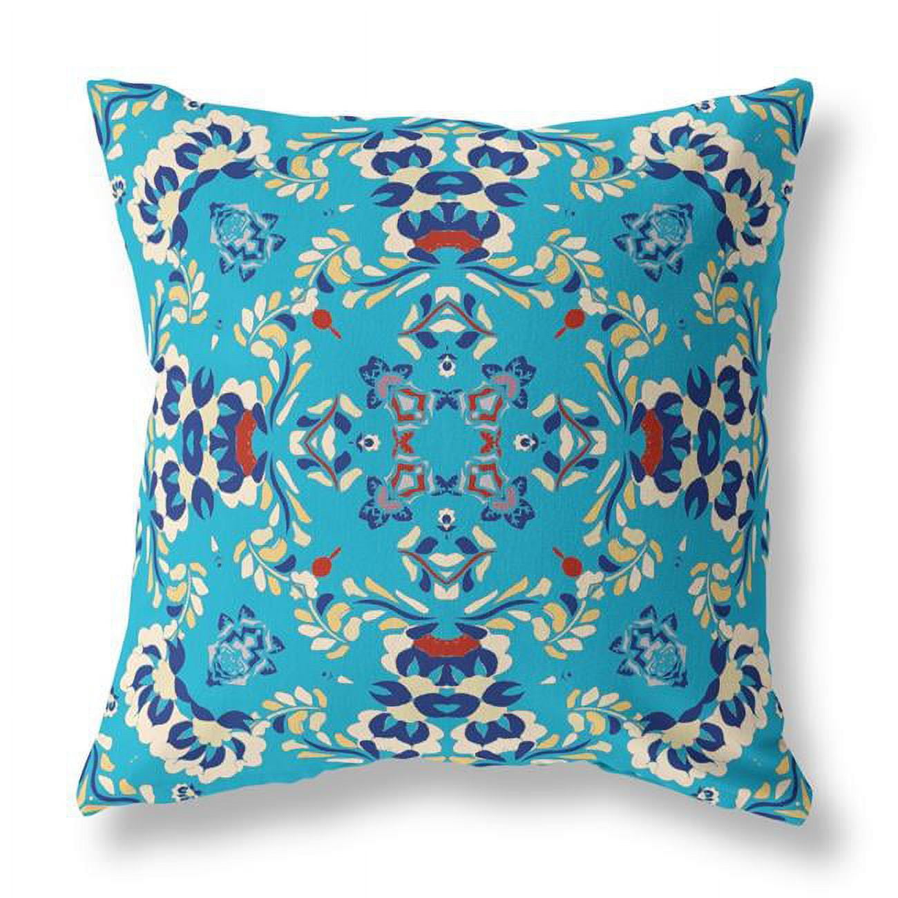 20 in. Cyan & Blue Filigree Indoor & Outdoor Zip Throw Pillow - Walmart.com