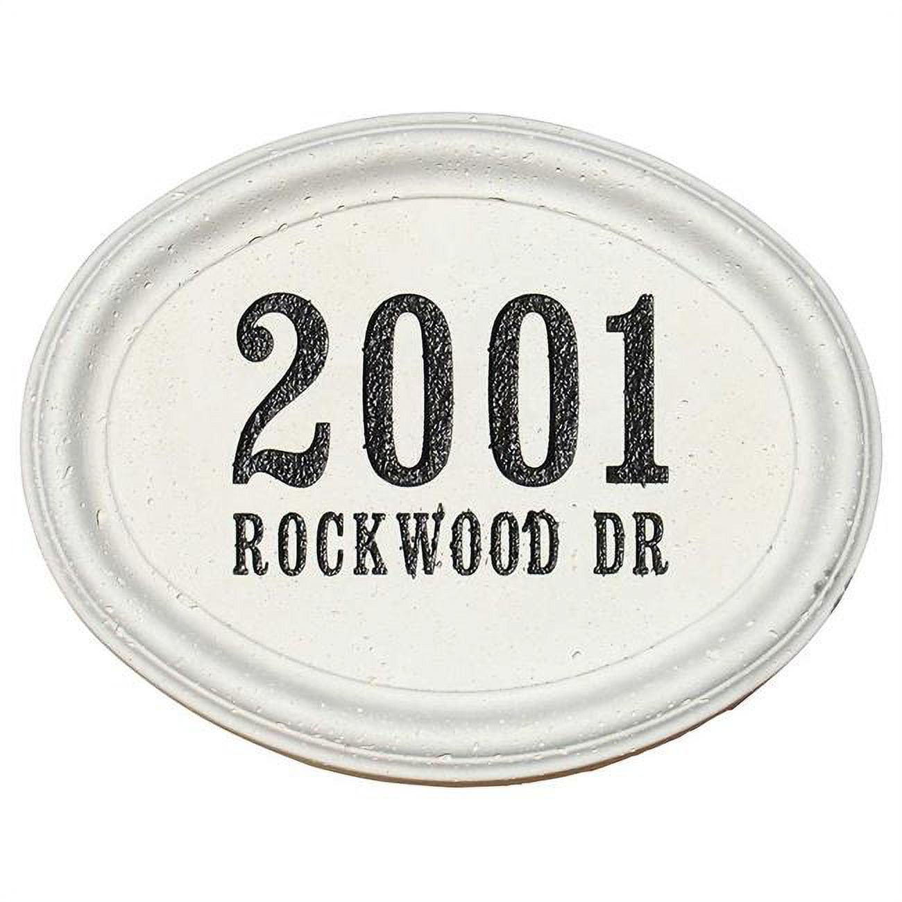 20 in. Engraved Oval Travertine Style Cast Concrete Address Block in ...