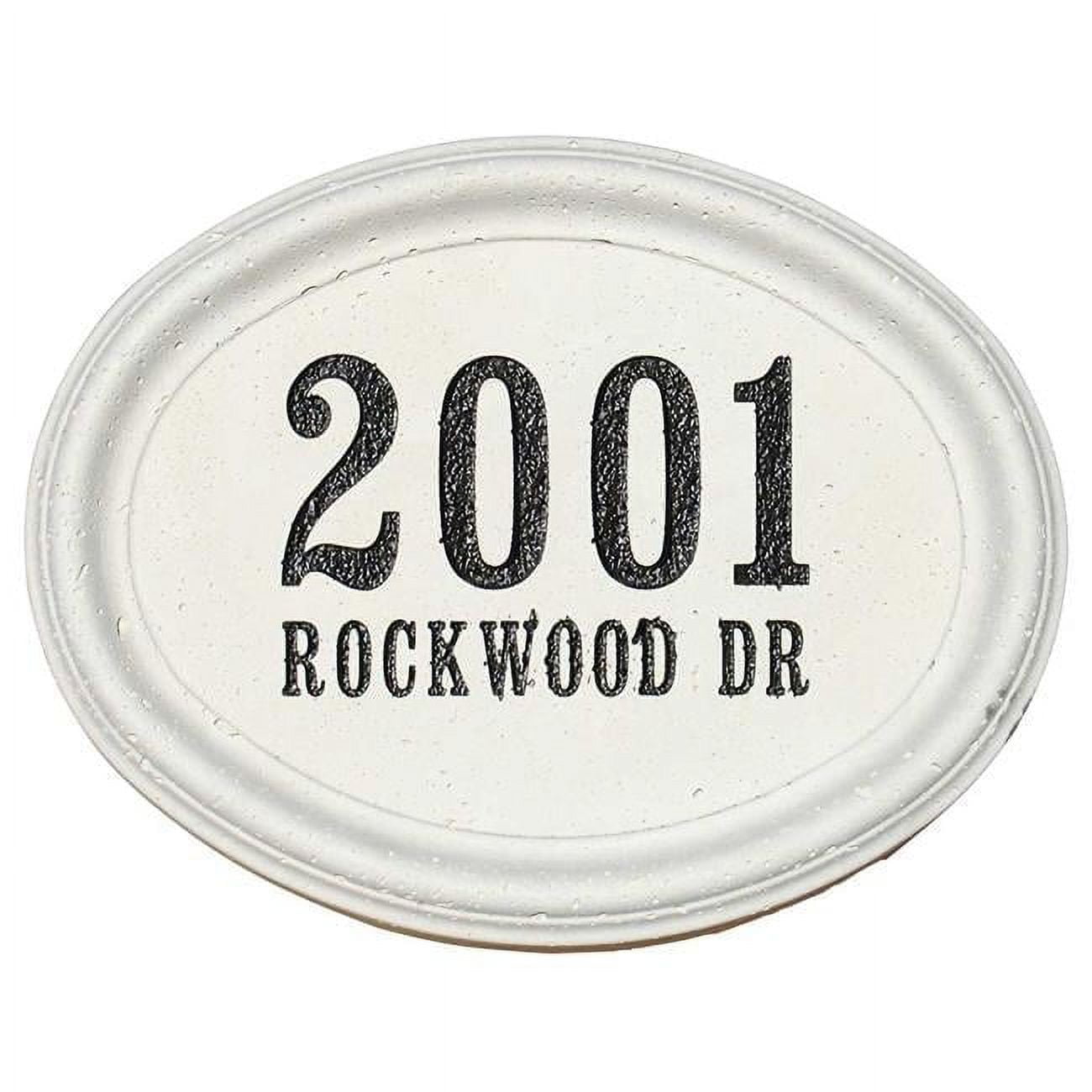 20 in. Engraved Oval Travertine Style Cast Concrete Address Block in ...