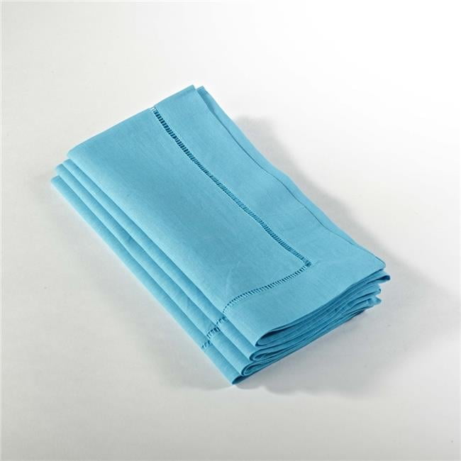 20 in. Everyday Square Hemstitched Dinner Napkin - Turquoise, Set of 4 ...
