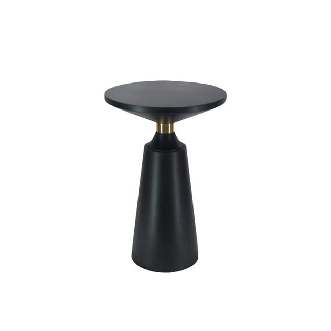 20 in. Fawn Side End Table with Black Mango Wood Round Top, Pedestal ...