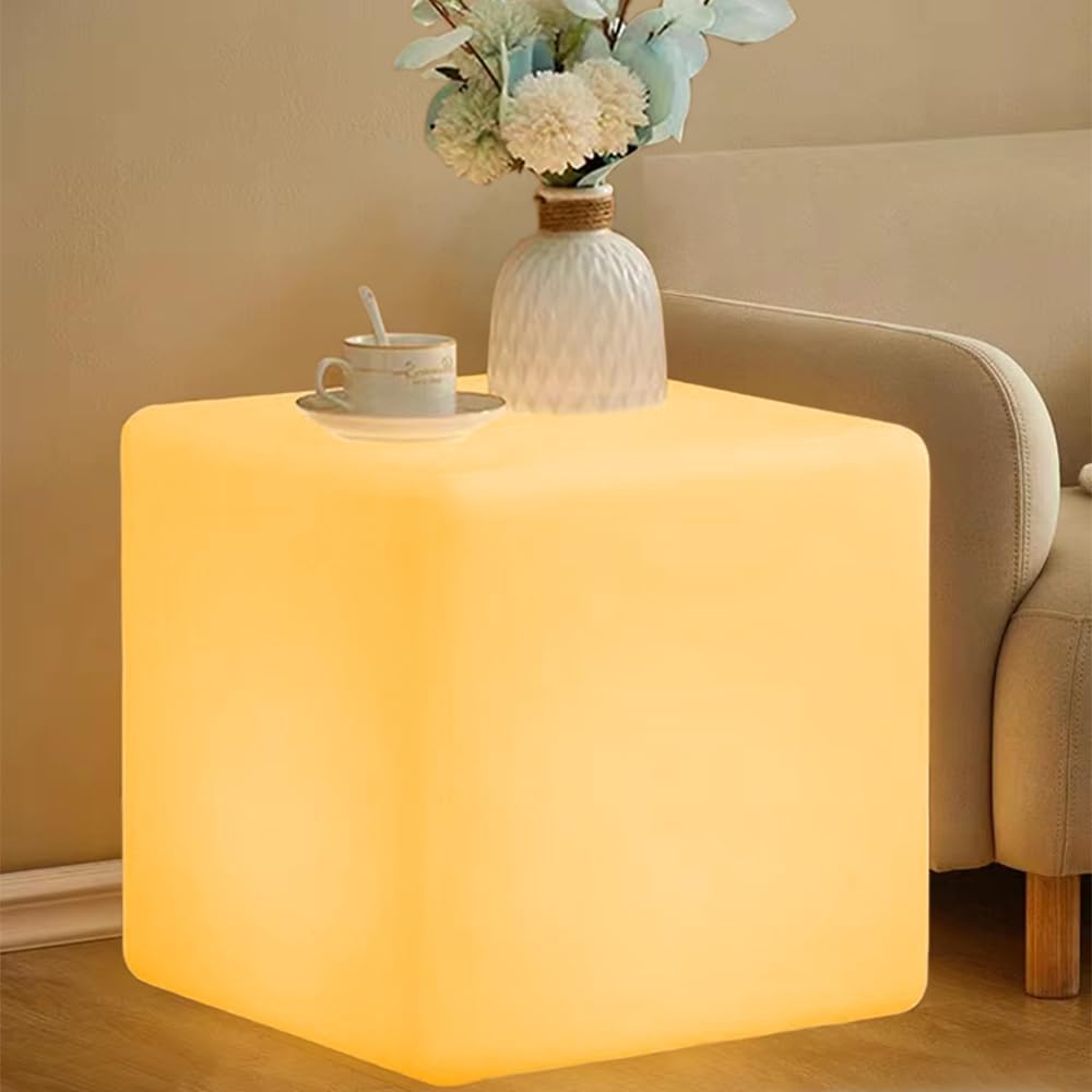 20-in LED Cube Shape Light, Large LED Cube Chair Light w/Remote, Color ...