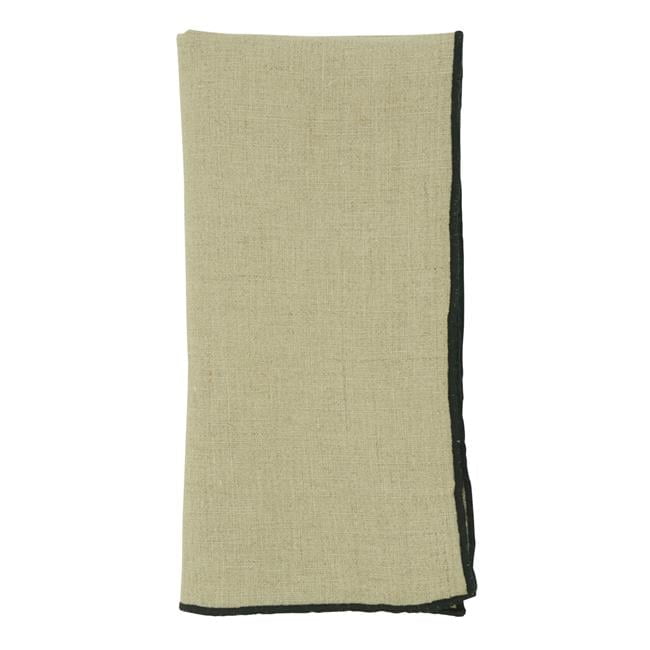 20 in. Stonewashed Stitch Border Square Table Napkins, Black & Natural ...