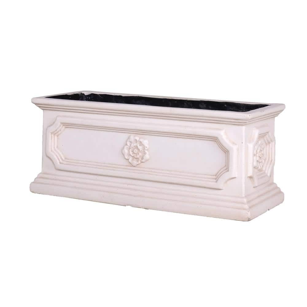 20 in. x 8 in. Light Aged White Stone Window Boxes & Troughs - Walmart.com
