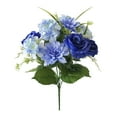 20-inch Artificial Silk Blue Roses & Dahlia Mixed Summer Bouquet, for ...