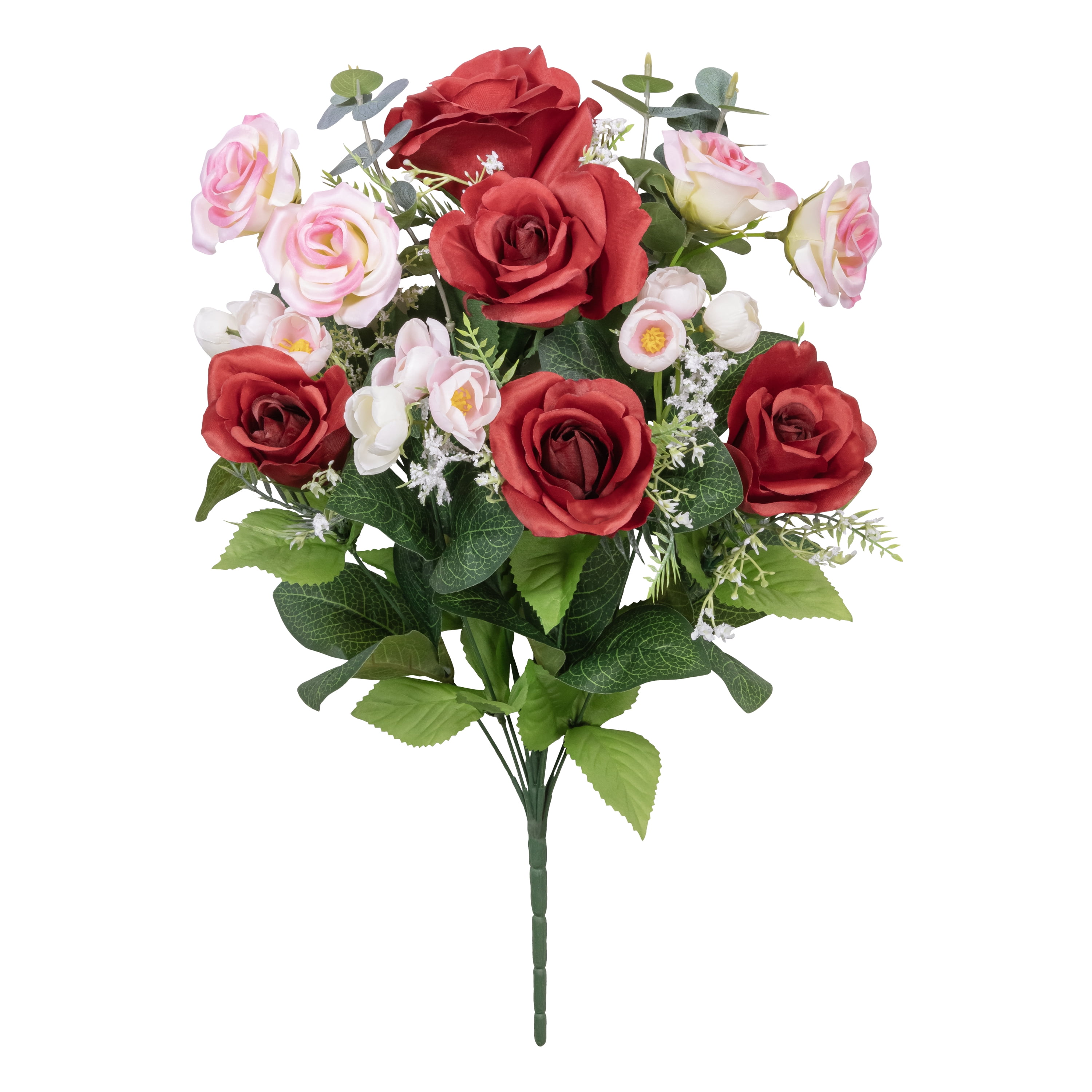 20-inch Artificial Silk Red & Pink Rose Mixed Spring Bouquet, for ...