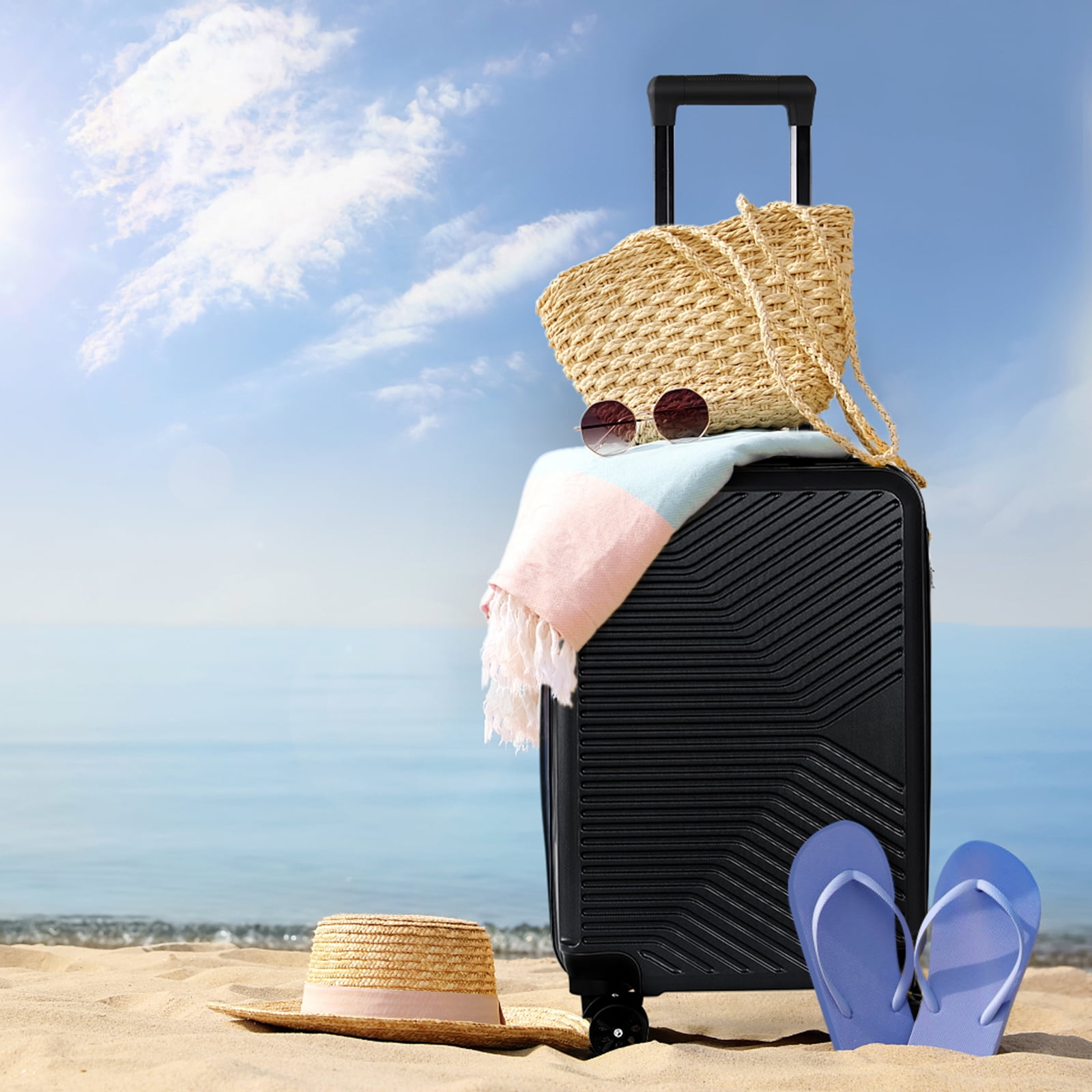 20 inch Lightweight Suitcase, Durable ABS Hardside Luggage with 360 ...