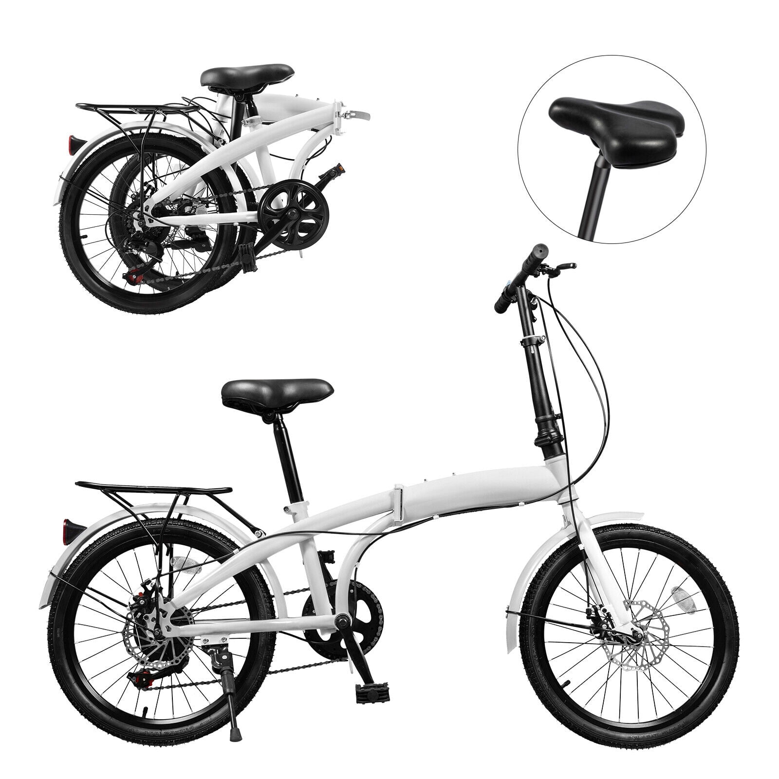 20 inch Folding Bike with 7 Speed Gears Foldable Bicycle Adjustable ...