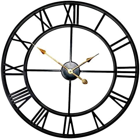 20 inch Large Home Decor Wall Clock for Living Room Non Ticking Iron ...