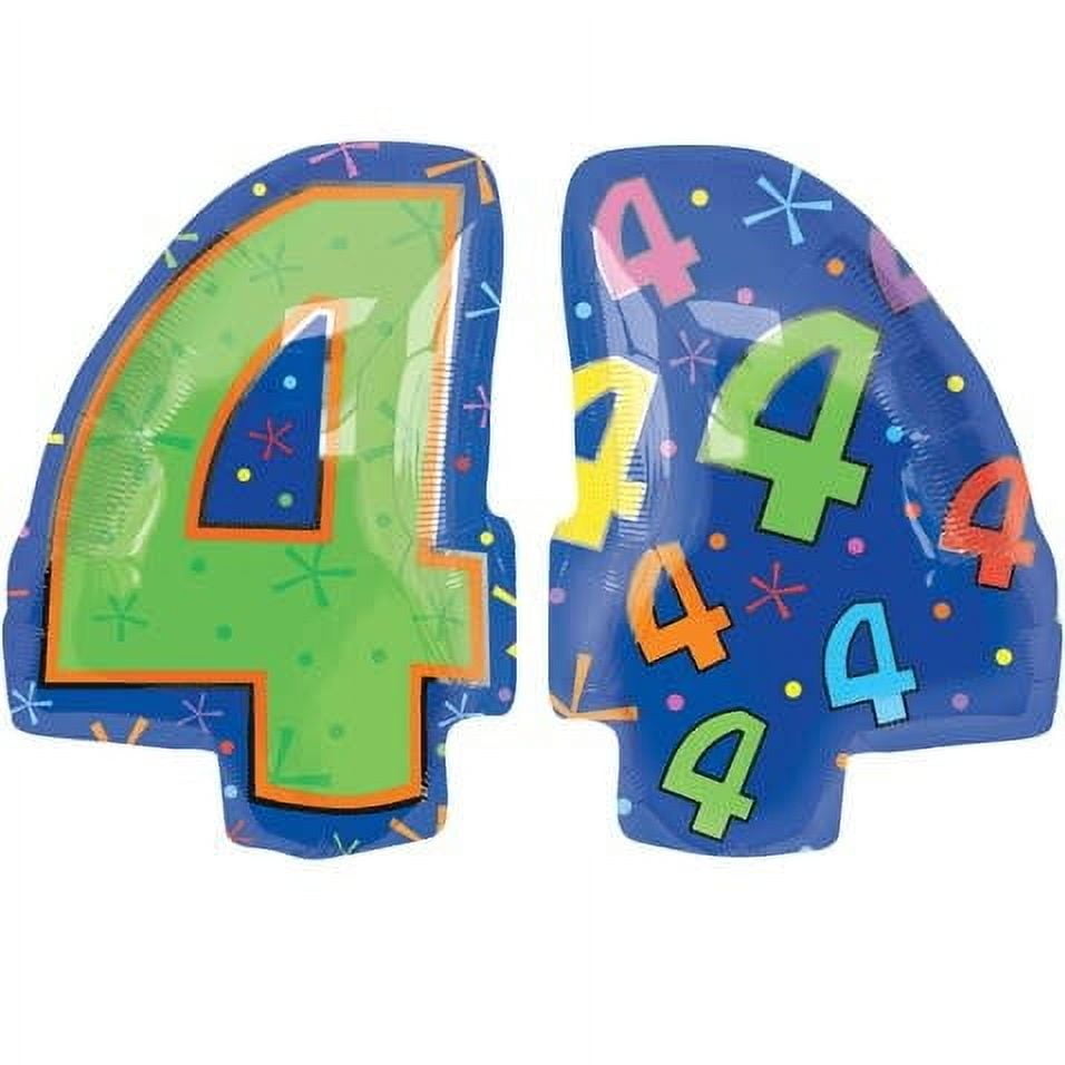 20 inch Number 4 - Multi-Color Anagram Foil Mylar Balloon - Party ...