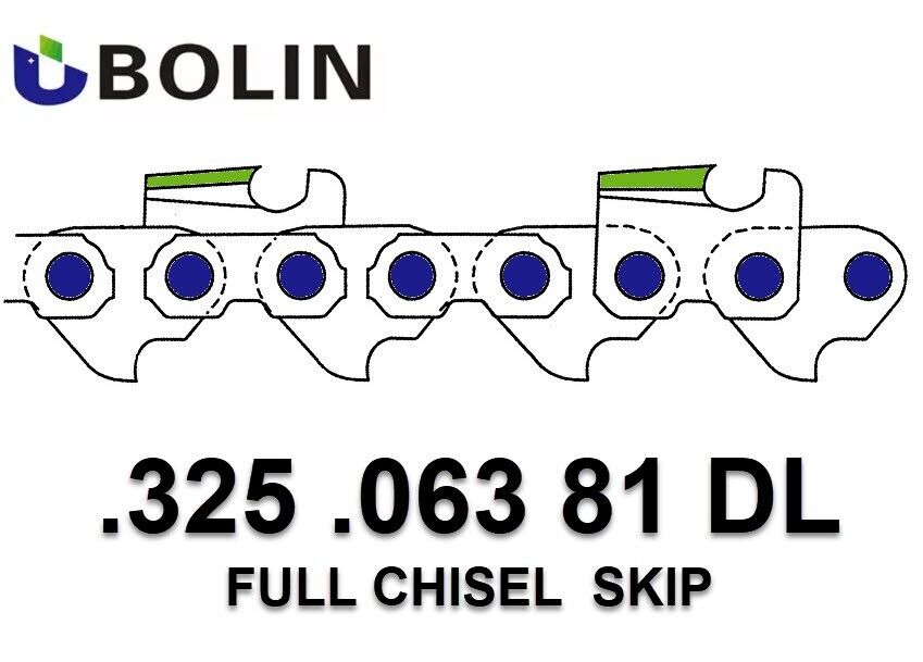 20-inch Professional Chainsaw Chain .325 Pitch .063 Gauge 81DL Full ...