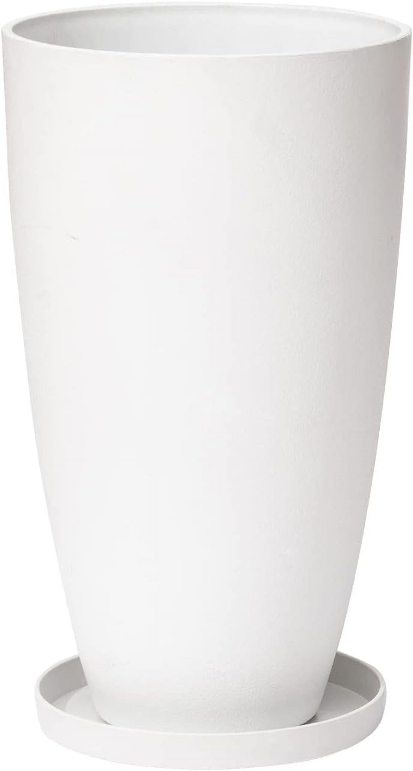20 inch Round Tall Planter,Indoor/Outdoor White Planter with Drainage ...