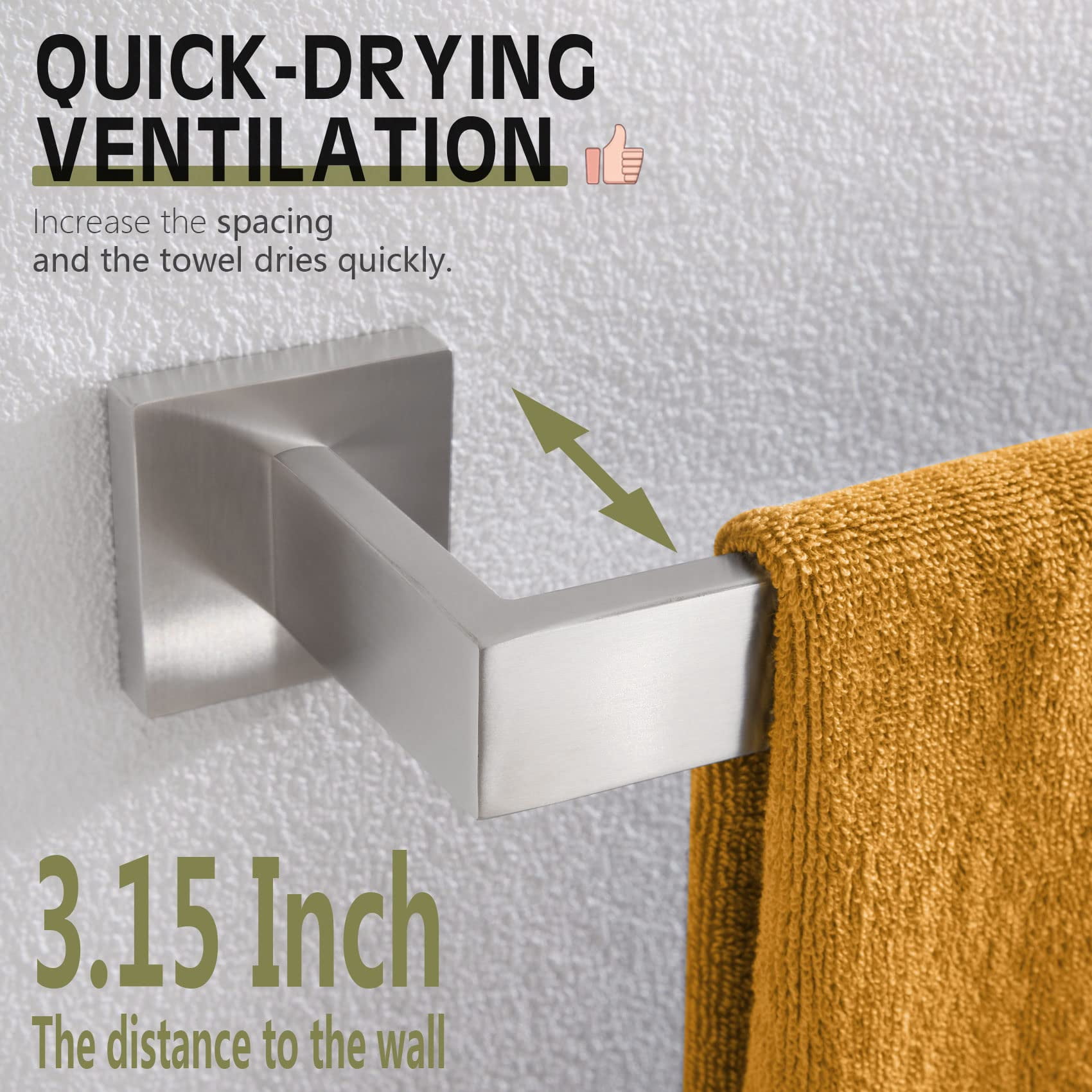20-inch Single Towel Bar Bathroom Kitchen Holder Wall Mounted Sus304 ...