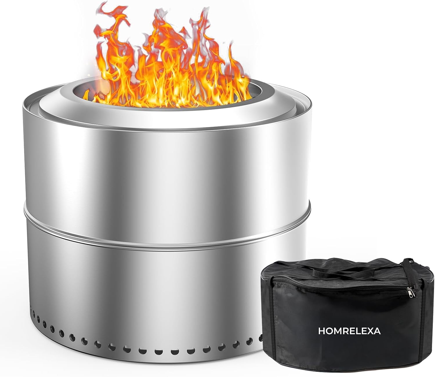 20 inch Smokeless Fire Pit, Outdoor Stainless Steel Smokeless Firepit ...