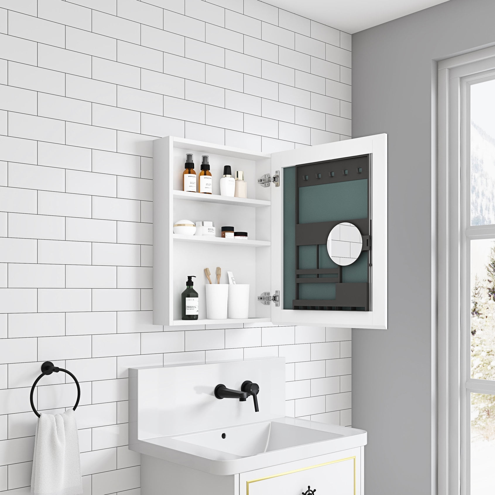 20 - inch Wide Engineered Wood Medicine Cabinet with High - Definition ...