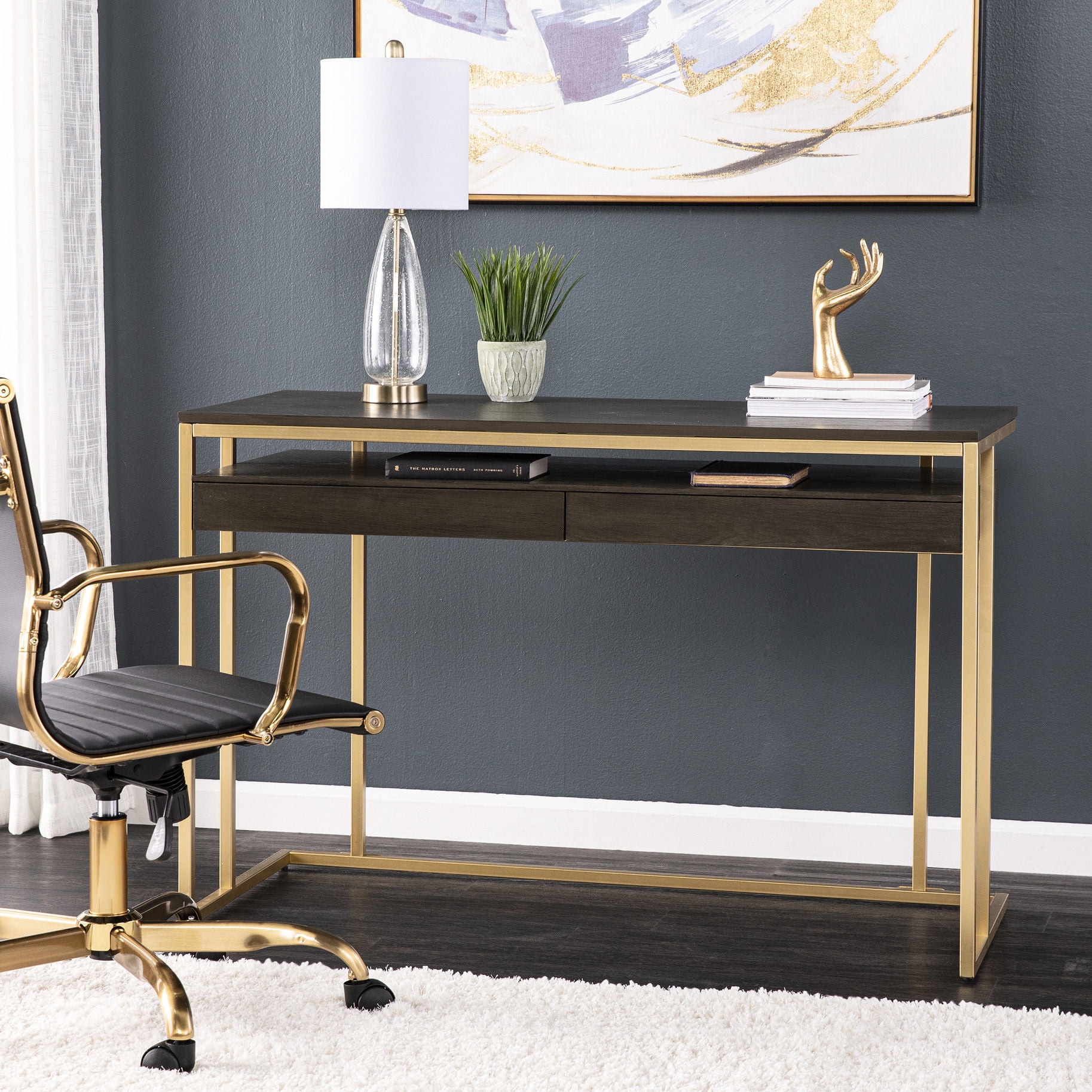 20 - inch Wide Writing Desk with Push - to - open Drawers for Typing ...