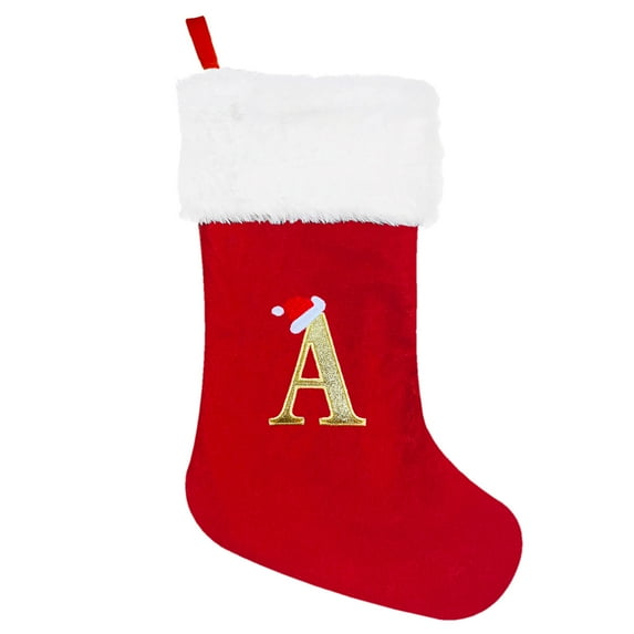 20 Inches Monogram Christmas Stockings Red Velvet with White Super Soft ...