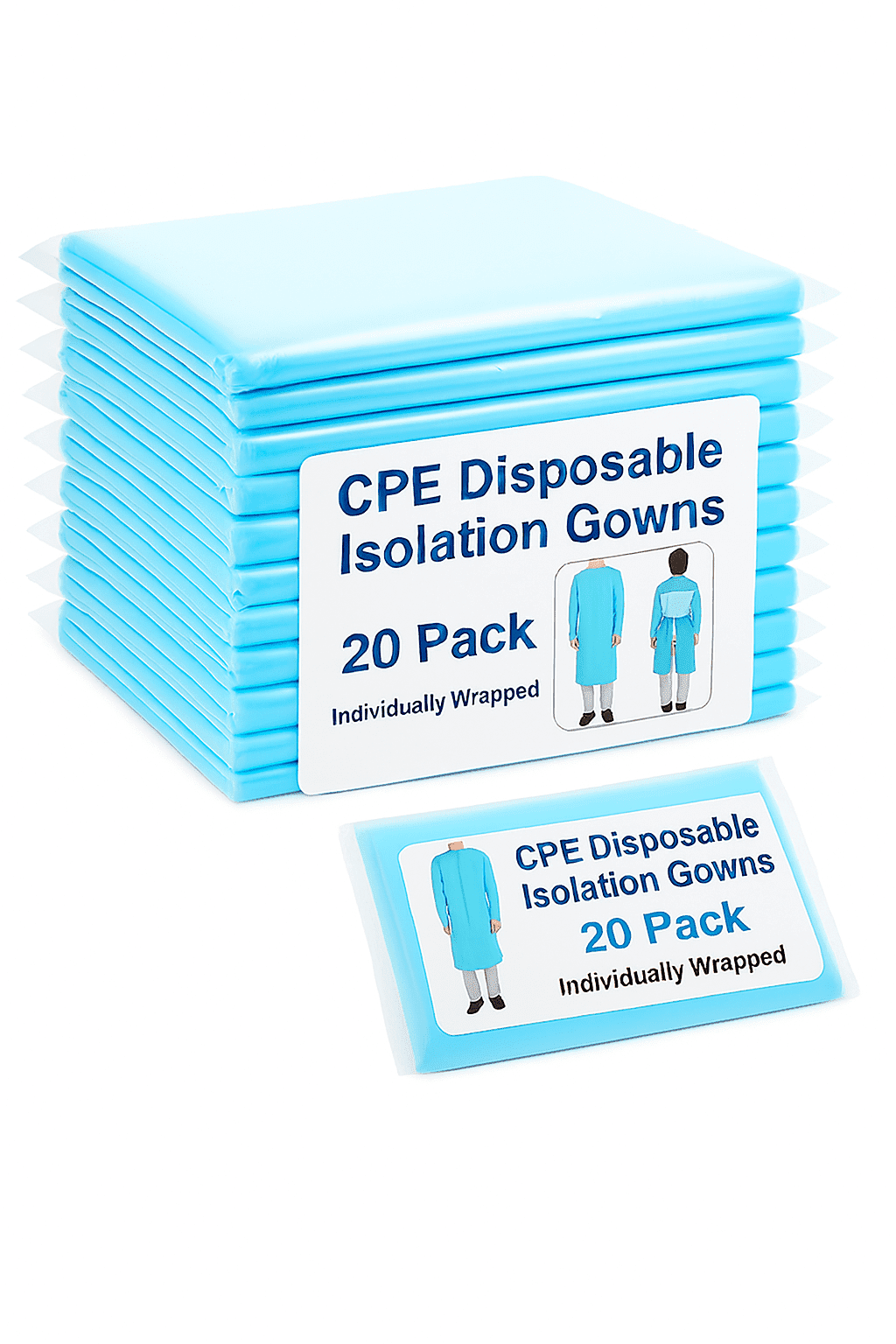 Disposable Isolation Gowns with Thumb Loops and Open Back, Unisex, 20 ...