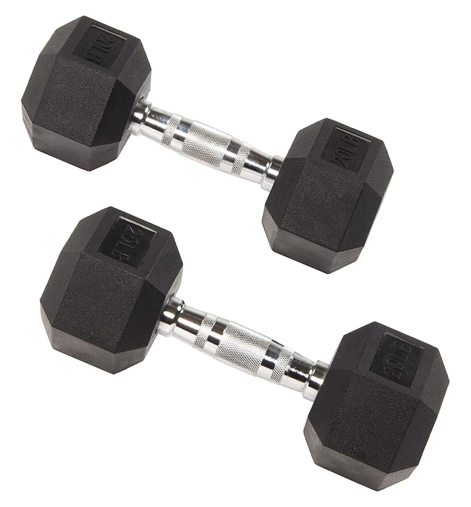 20 lb Dumbbells Set of 2, Hand Weights Rubber Coated Dumbbell Pair ...