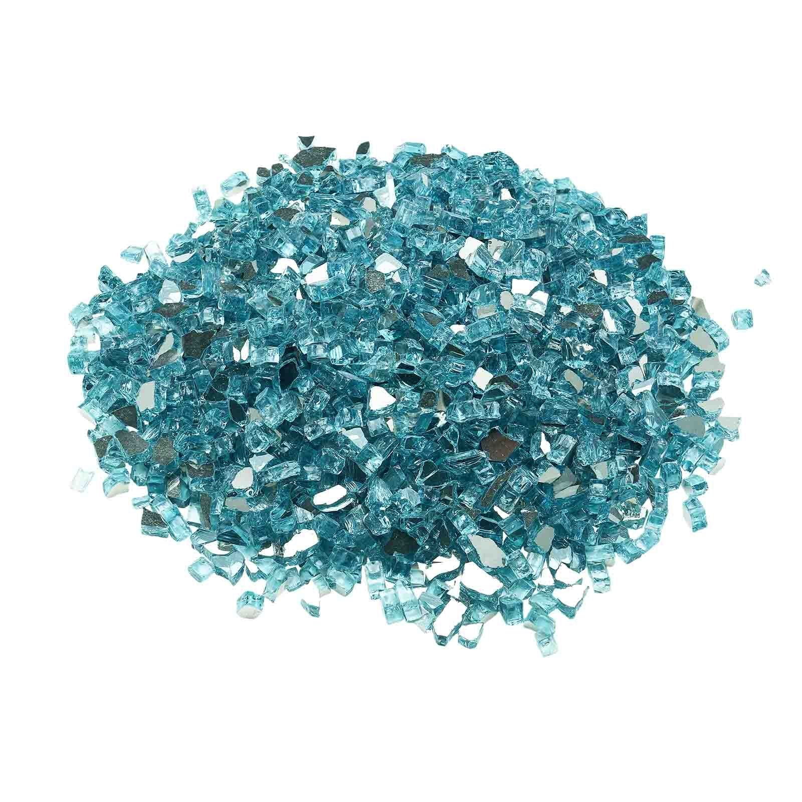 20 lb Fire Glass Rocks 1/2 Inch Aqua Blue - Fireplace Glass for Fire ...