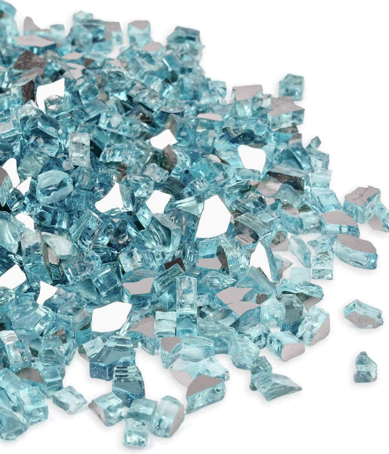 American Fire Glass Premium Fire Glass, 1/4in., Platinum Reflective, 10 ...