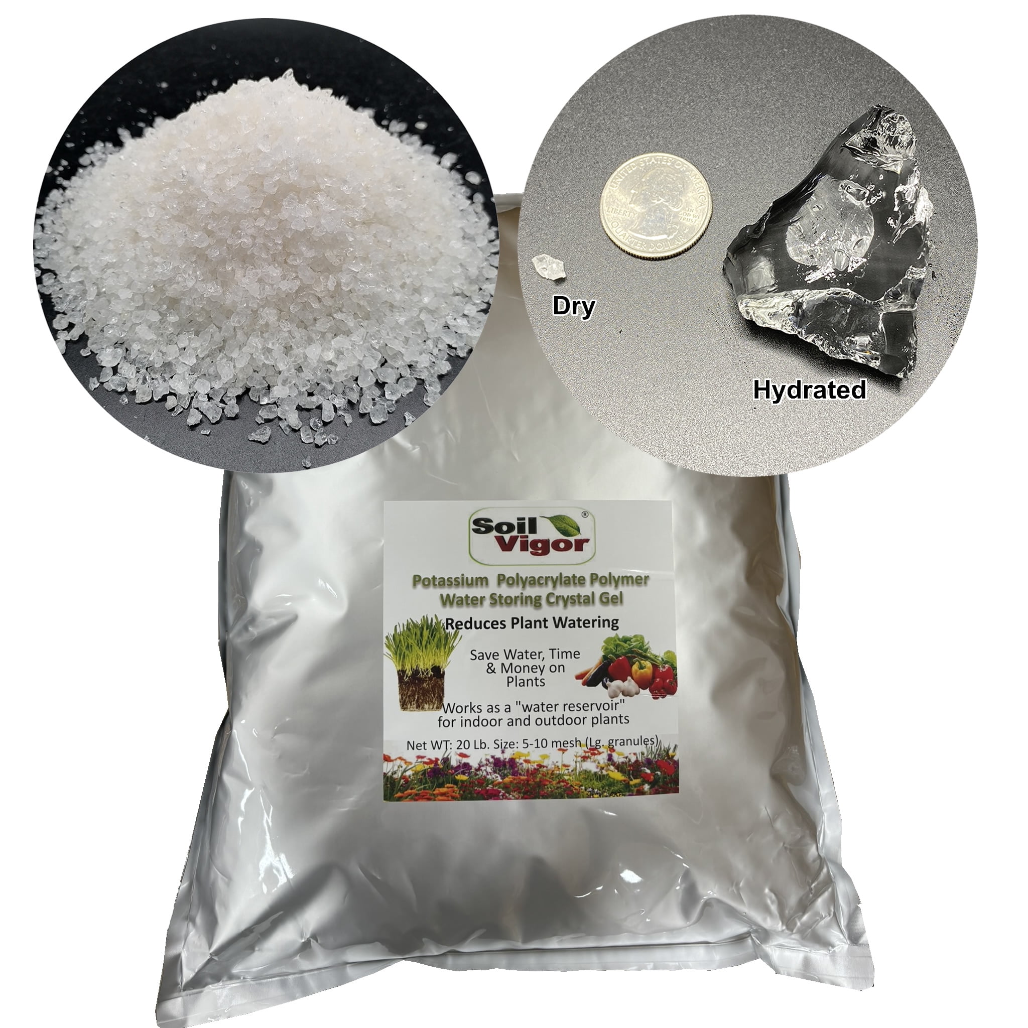 20 lbs Soil Vigor Potassium Polyacrylate - Max Moisture & Aeration (5 ...