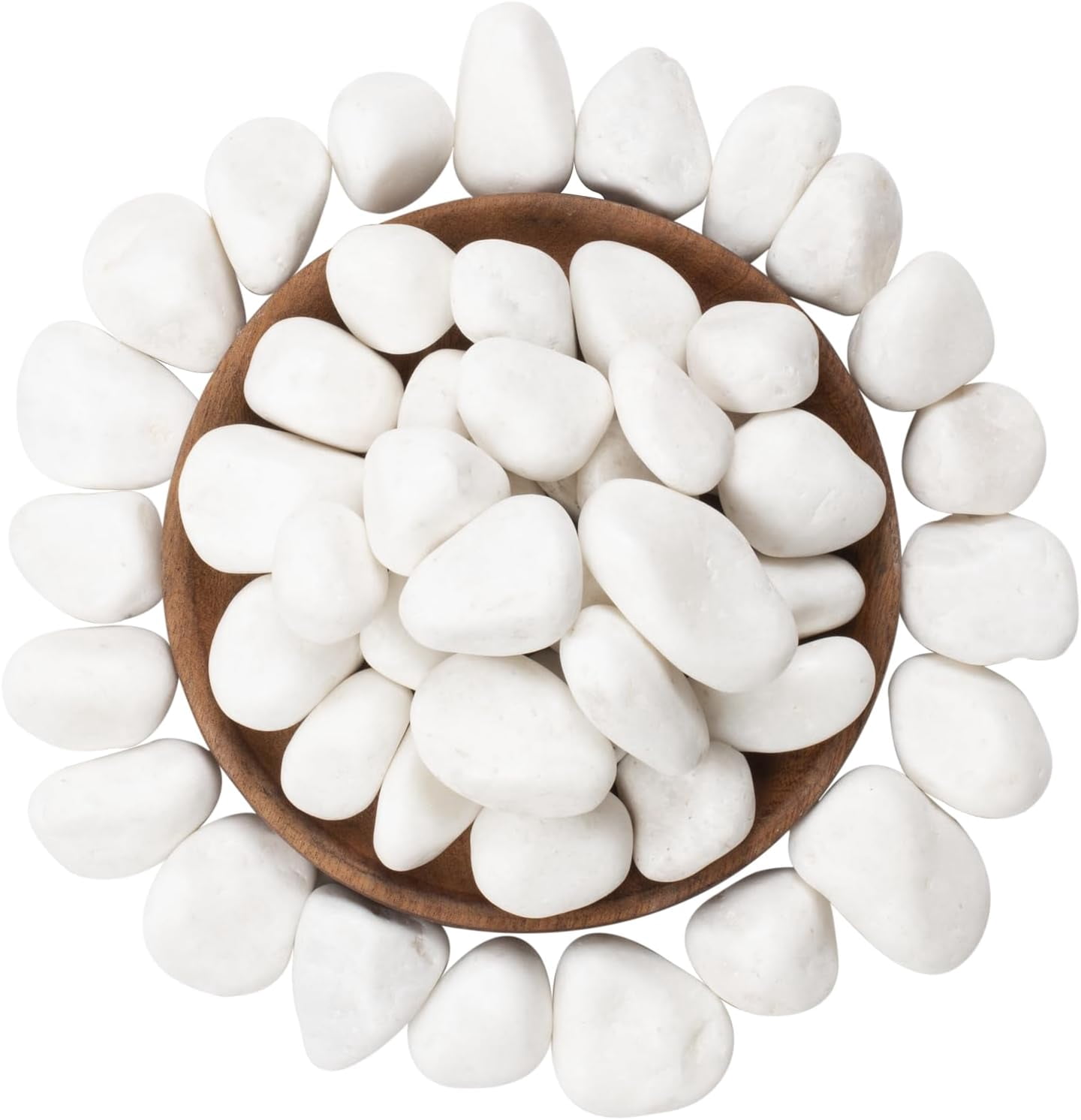 20 lbs White Polished Landscaping Rocks, 1-1.7 Inch Decorative Stones ...