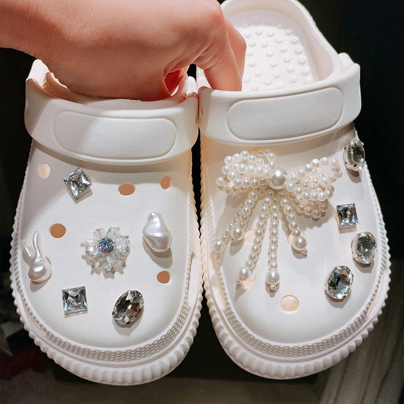 20 new styles of clog shoe decorations, gemstone and pearl flowers, DIY ...
