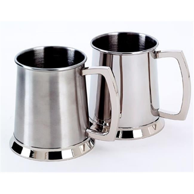 20 oz Bright Tankard Stainless Steel Cap - 4.5 in., Silver & White ...