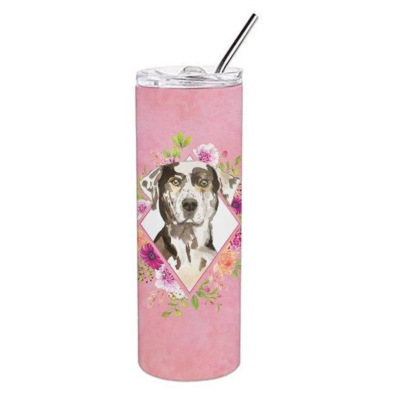20 oz Catahoula Leopard Dog Pink Flowers Double Walled Stainless Steel ...
