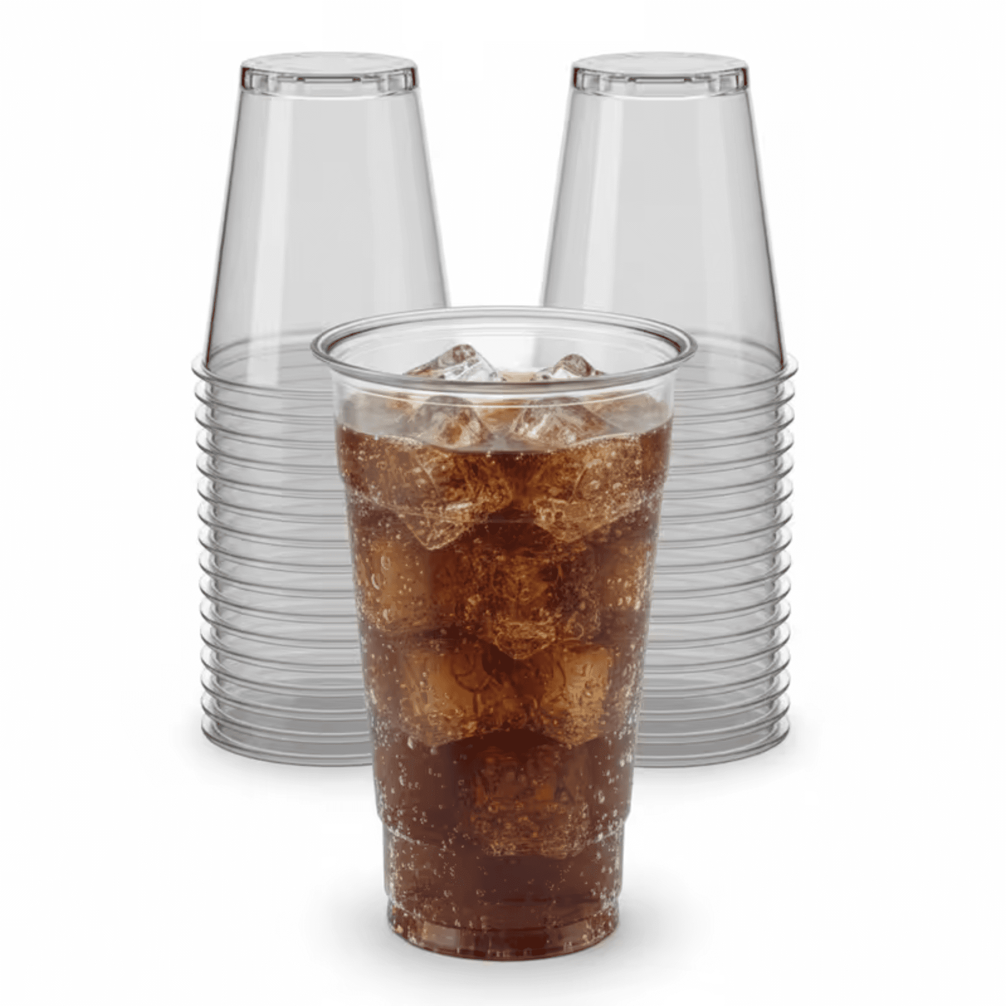 20 oz Clear Plastic Cups, 50 Count Pack, PET Disposable Cold Drink Cups ...