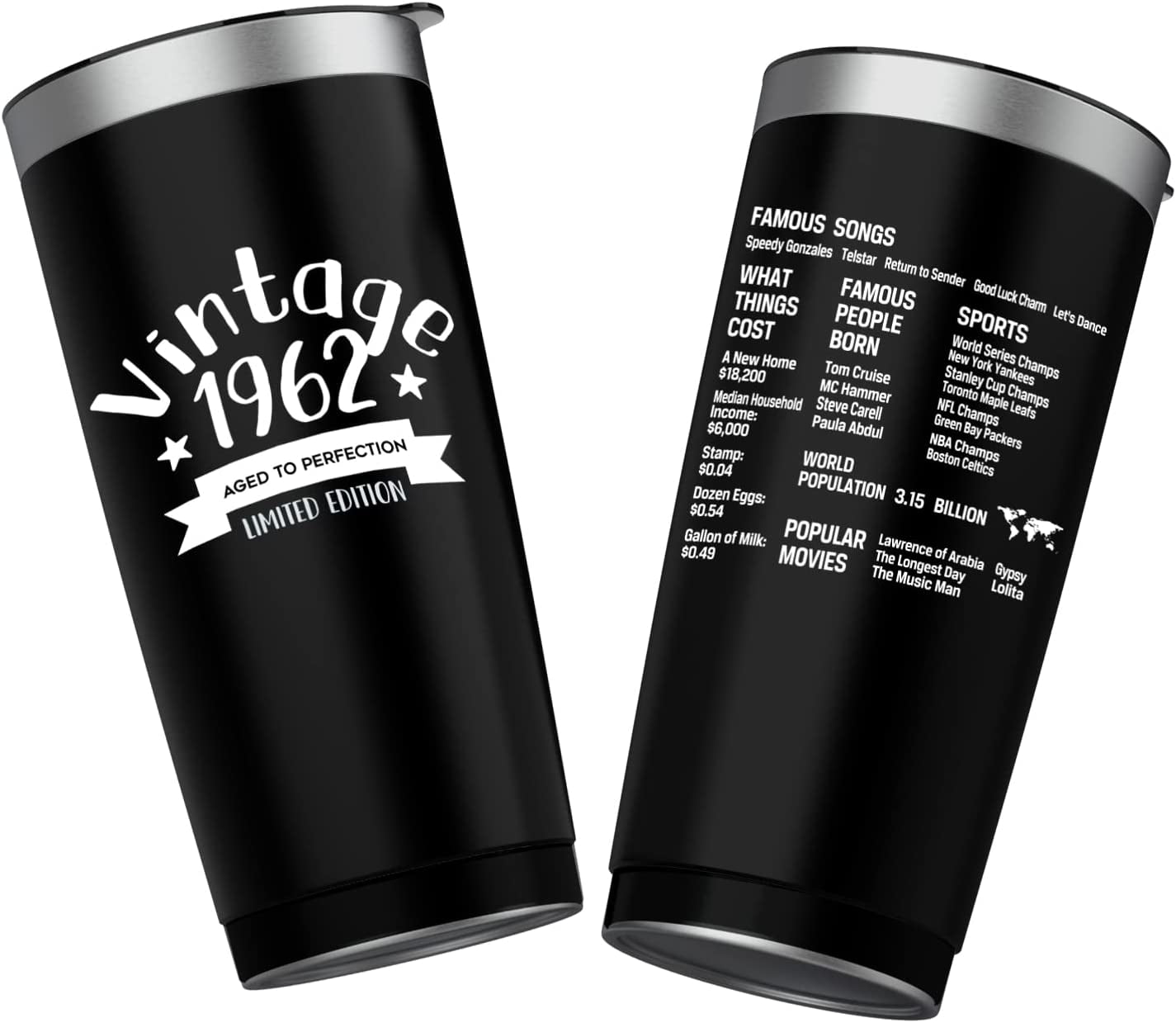20 oz Double-sided Vintage 1962 Coffee Tumbler Cup With Old Time ...