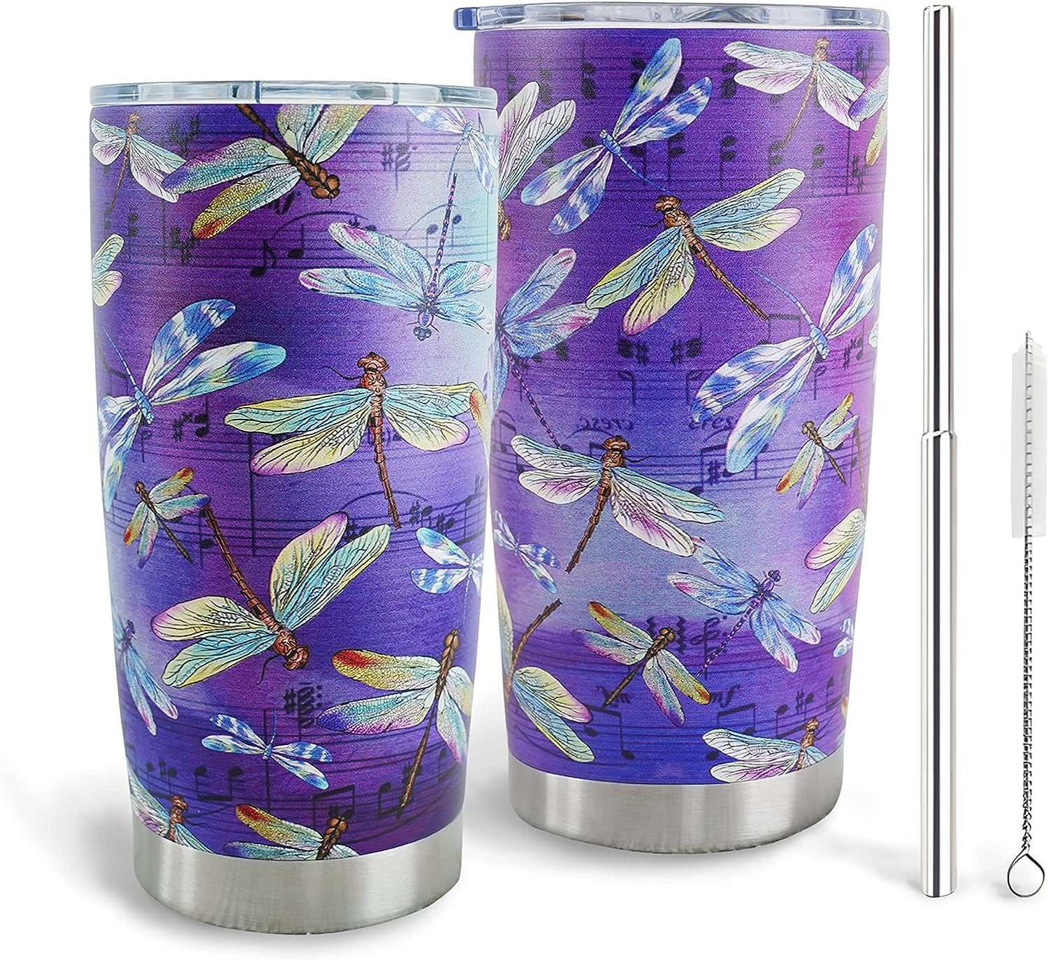 20 oz Dragonfly Tumbler with Lid and Straw, Dragonfly Insulated Travel ...