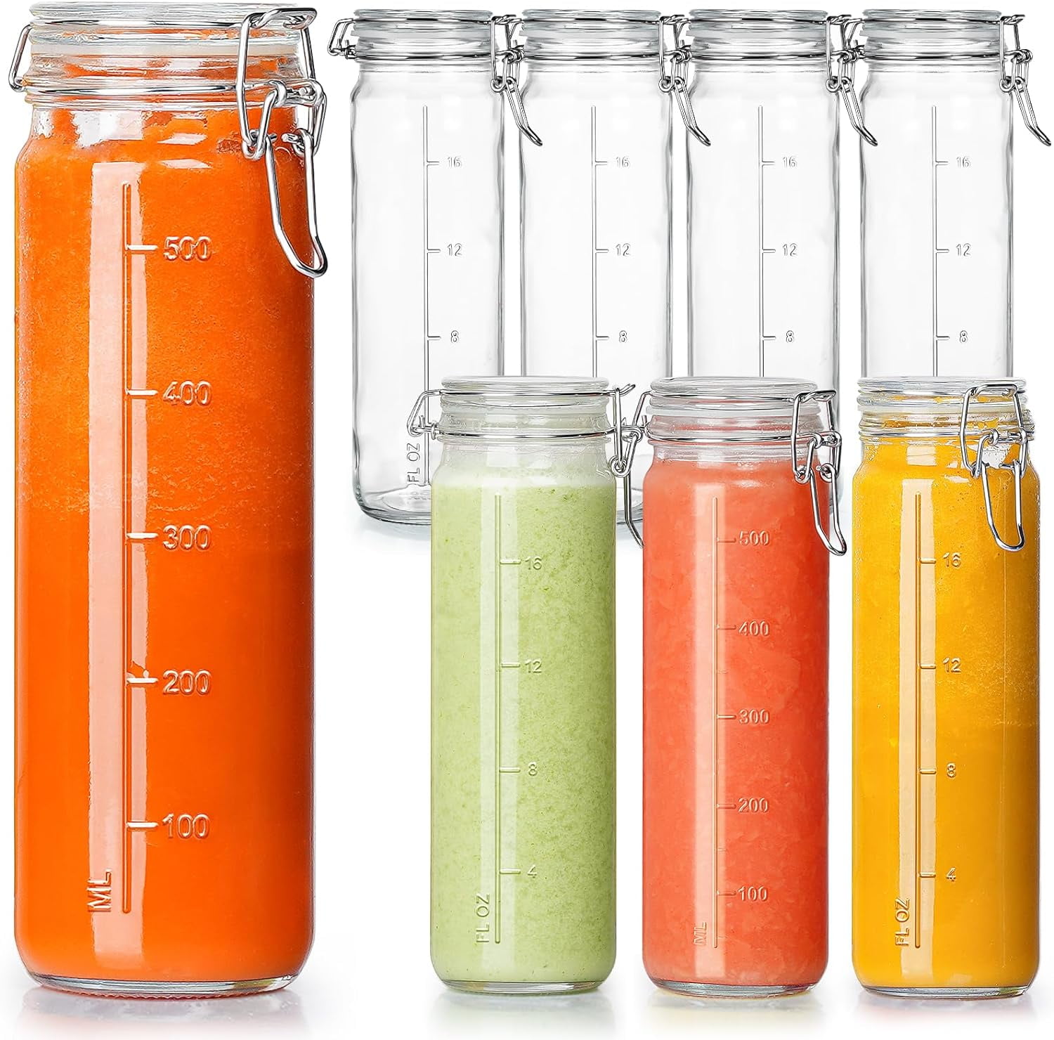 20 oz Glass Jars with Airtight Lids for Vanilla Extract, 8 Pack Glass ...