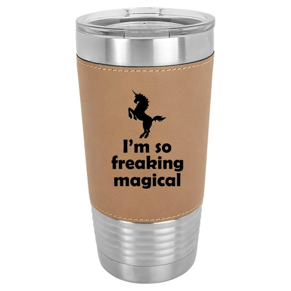 20 oz Leather Tumbler Stainless Steel Insulated Travel Mug Cup Gift I'm ...