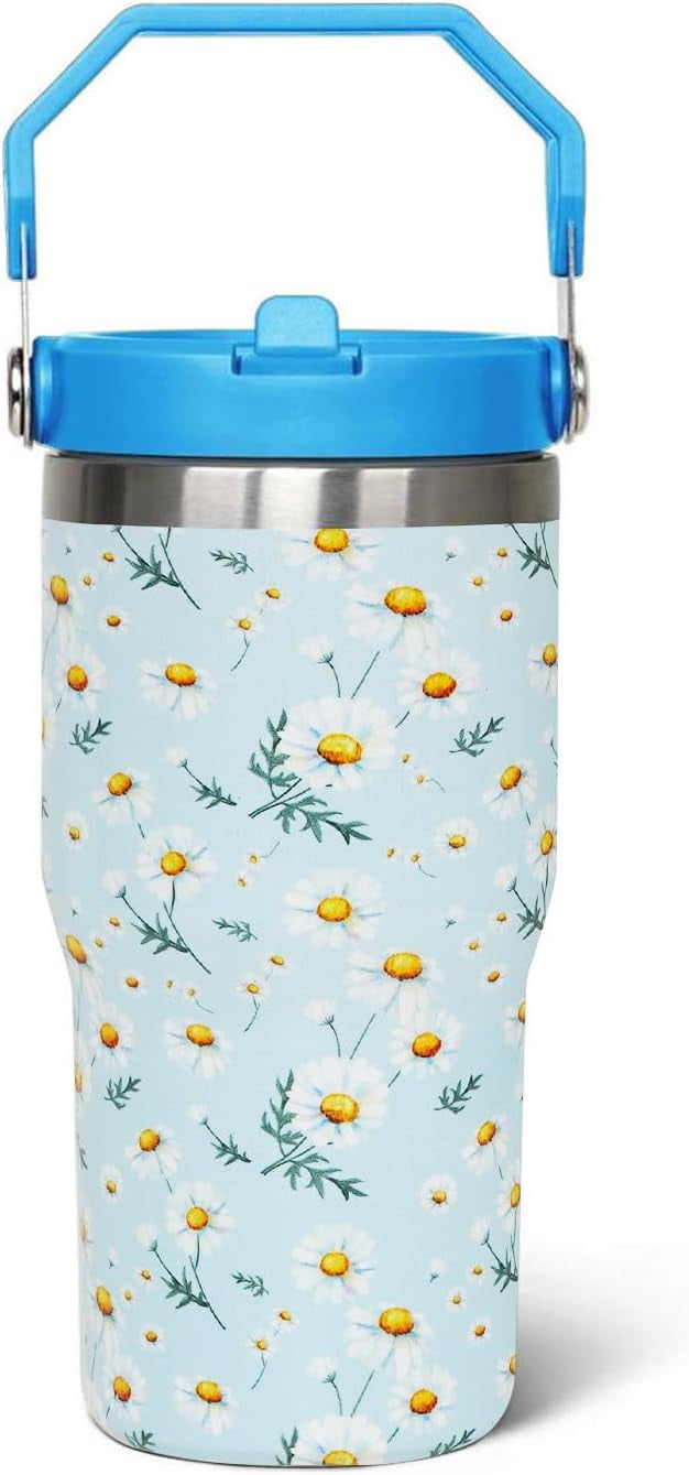 20 oz Leopard Print Tumbler with Handle Vacuum Reusable Insulated ...